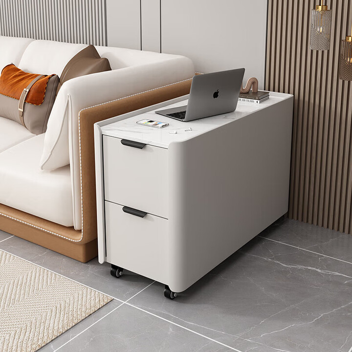 紫云山可移动沙发边柜轻奢高级感带刹车轮子夹缝侧边柜实木简约现代边几 米白色（整装发货）实木+岩板 宽40长100高55【图片 价格 品牌 报价】-京东