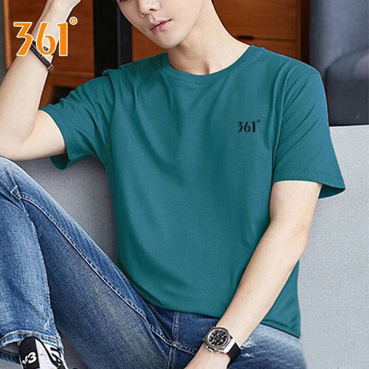 361°短袖t恤男装上衣宽松透气运动服半袖速干361度男士上衣 黛绿 L 175【图片 价格 品牌 报价】-京东