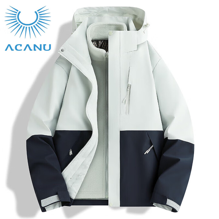 阿肯诺（ACANU）探路者户外冲锋衣外套女款2025秋冬新款三合一可拆卸黑色防风防水 砾石灰-海军兰两件套 XL【图片 价格 品牌 报价】-京东