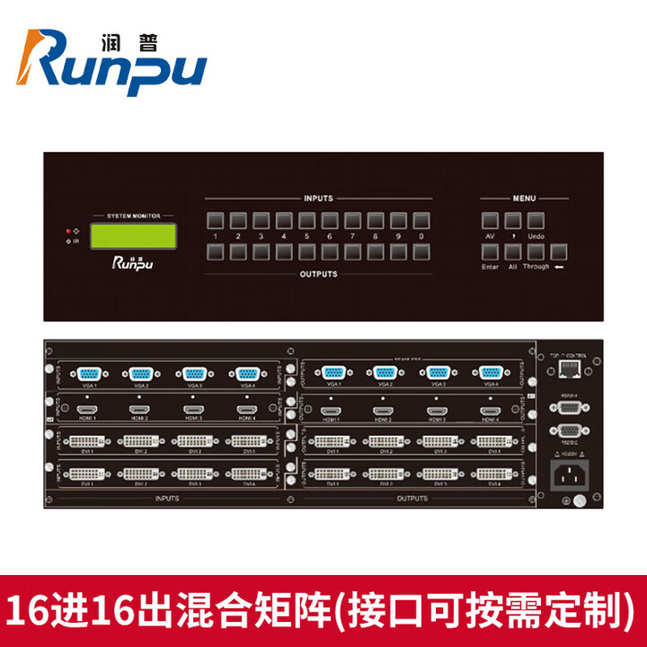 【润普RP-JZ-HJ1616】润普Runpu国产化音视频会议系统 16进16出高清混合矩阵（接口可按需定制）RP-JZ-HJ1616【行情 ...