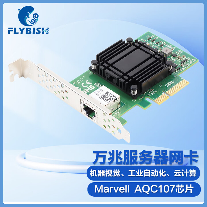 昆鱼（FLYBISH）NA113C-T1/NA107S-T1 PCIe万兆单口网卡 支持PXE/WOL MARVELL AQC113C芯片兼容 ...