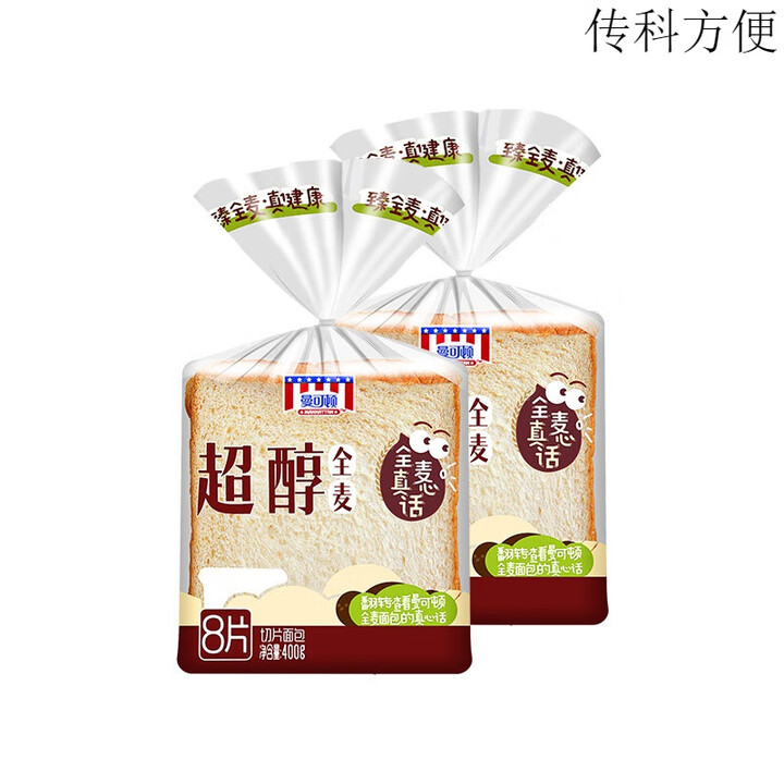 曼可顿（MANKATTAN）特选高纤维超醇全麦土司切片面包早餐代餐包多规格 超醇全麦400g*2袋(16片)【图片 价格 品牌 报价】-京东
