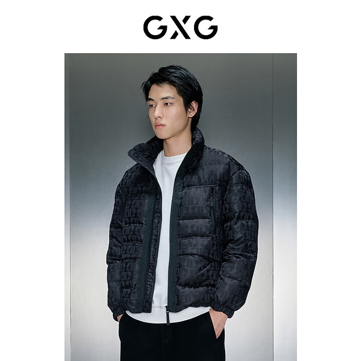 GXG男装 黑色提花立领羽绒服 冬季新品GEX1D2529674 黑色 M【图片 价格 品牌 报价】-京东