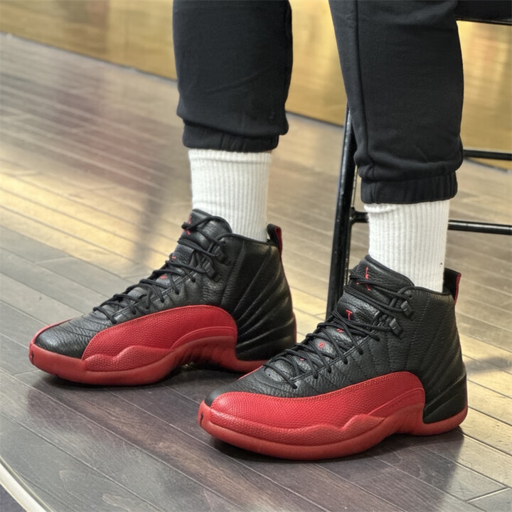耐克（NIKE）Air Jordan 12 Retro Flu Game AJ12 黑红耐磨缓震高帮运动篮球鞋 CT8013-002黑红 40 ...