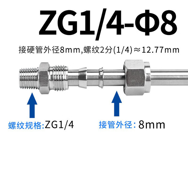 【企睦ZG1/4-Φ8MM】企睦304不锈钢卡套接头直通终端ZG1/4-Φ8MM单位：个【行情 报价 价格 评测】-京东