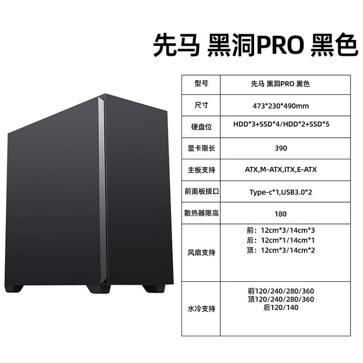 先马（SAMA）黑洞X 吸音降噪eatx电脑机箱台式机双360水冷位黑洞PRO机箱 先马 黑洞PRO 黑色 标配3把风扇/官方标配【图片 价格 ...