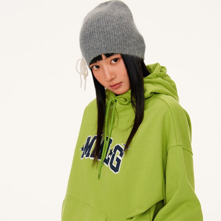 MMLG 87mm 2025年新款连帽卫衣女个性撞色logo贴布绣时尚街头情侣外套 果绿色 XL【图片 价格 品牌 报价】-京东
