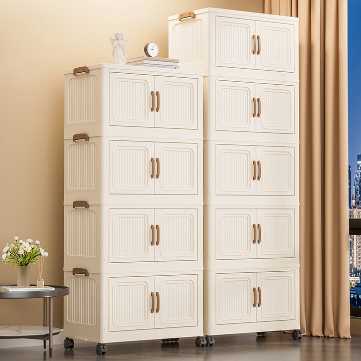 瀚览收纳柜储物柜免安装卧室衣服玩具置物架多层折叠置物柜家用零食柜 加厚承重3层 60cm面宽 (带滑轮)【图片 价格 品牌 报价】-京东