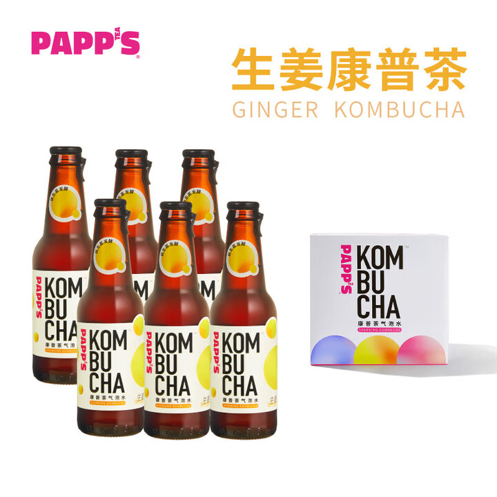 PAPP'S TEA康普茶益生菌发酵果汁气泡茶饮料送女友节日送礼 【经典】生姜味24瓶装【图片 价格 品牌 报价】-京东
