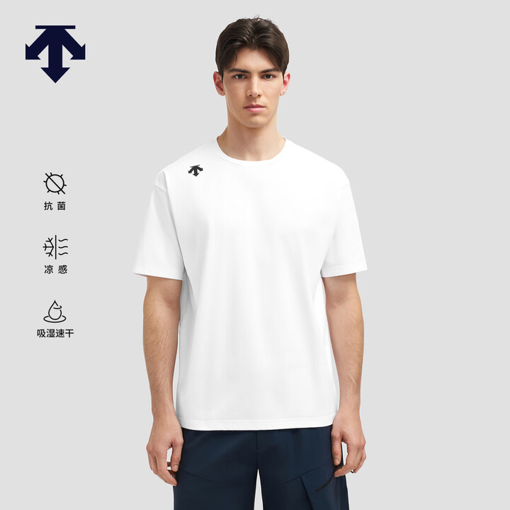 DESCENTE迪桑特ESSENTIAL系列男女同款短袖针织衫 WT-Bright White Tpg L (175/96A)【图片 价格 品牌 报价】-京东