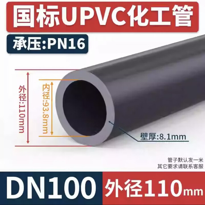 联塑UPVC管化工管工业管道塑料硬给水管材国标排水胶水160pvc管件 工业用管DE110*8.1mm PN16 (1米)【图片 价格 品牌 ...