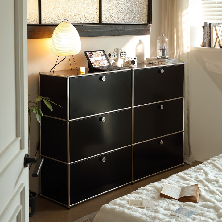 语森忆包豪斯USM模块餐边柜子中古黑色不锈钢储置物书架咖啡玄关矮斗柜 黑色三层体柜【图片 价格 品牌 报价】-京东