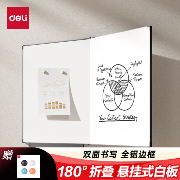 得力（deli）90*150cm磁性悬挂折叠双面白板 家用办公教学会议书写板 MB123【图片 价格 品牌 报价】-京东