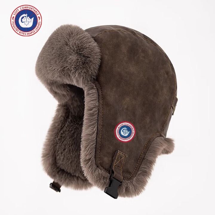 SCOTT GOOSE秋冬新款 GOOSE 加绒加厚皮帽雷锋帽保暖男女防风护耳大头 卡其棕色 L 大头围L（60cm-62cm）【图片 价格 ...