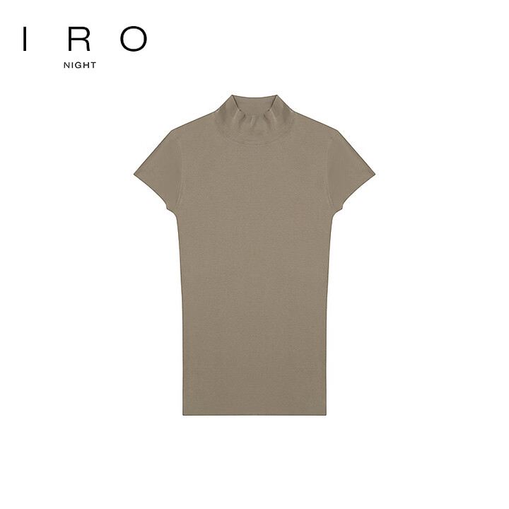 IRO NIGHT 莱赛尔棉短袖半高领修身纯色打底衫法式轻奢24秋冬新款 贝壳杏 S【图片 价格 品牌 报价】-京东