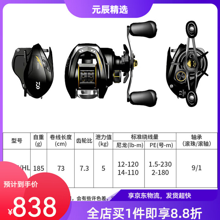 达亿瓦（DAIWA）23新款 一击泛用水滴轮远投打黑路亚轮鲈翘鳜鱼渔轮 100H/HL(7.3速比)其他 右手型【图片 价格 品牌 报价】-京东