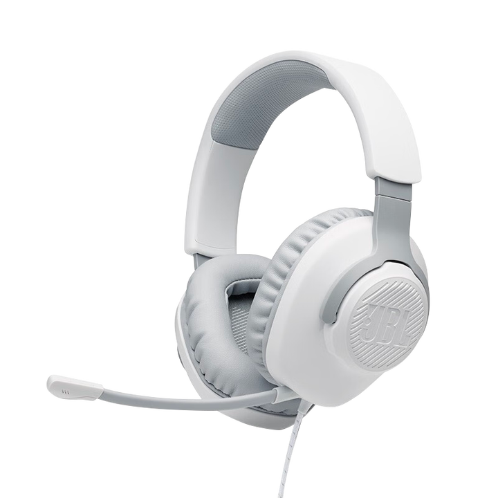 JBL量子风暴Q50 Q50C 入耳式游戏耳机 有线带麦克风 switch电竞耳机手机语音通话通用音乐耳麦 Q100白色（可拆卸指向性麦克风 ...