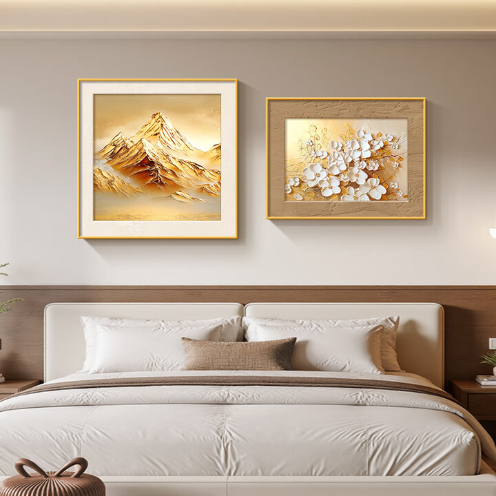 纪乐朵背靠金山客厅卧室装饰画2025新款免打孔床头挂画现代简约大气壁画 背有靠山-A 50*50cm+50*40【1.5-1.7m墙面】 【轻 ...