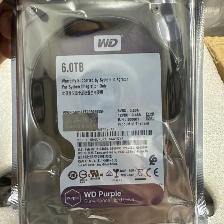西数6T紫盘 6TB监控硬盘WD60PURX WD62PURX SC HA500 510录像机盘 WD60PURX 西数6T紫盘 6TB【图片 ...