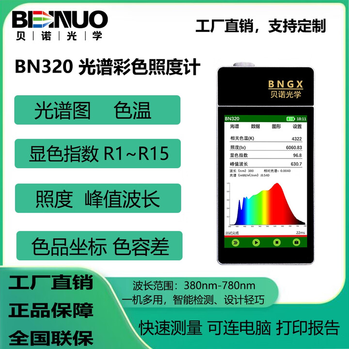 MPPMCK手持式光谱照度计BN320色温显色指数光谱分布波长照度色品光谱仪2 BN320【图片 价格 品牌 报价】-京东