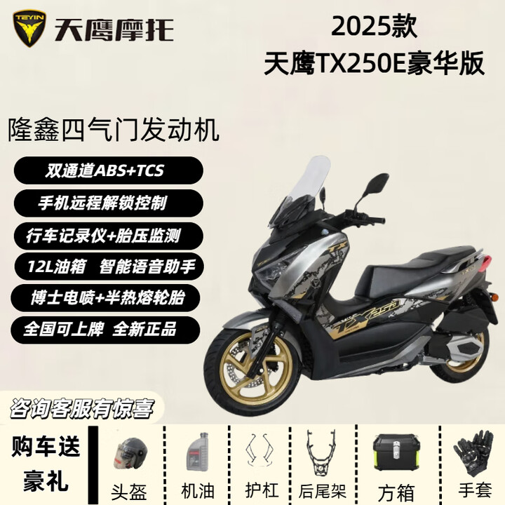天鹰TX250豪华E版踏板摩托车250cc水冷长途摩旅运动款 亮灰色【25款TX250E豪华版】【图片 价格 品牌 报价】-京东