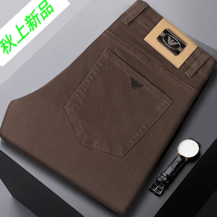 ARMANI EXCHANGE2025咖啡色牛仔裤男秋冬厚款弹力修身小直筒休闲青年 咖啡色 29【图片 价格 品牌 报价】-京东