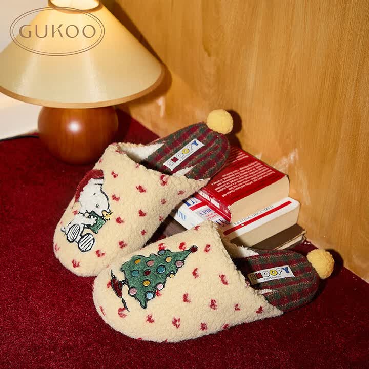 【果壳（Gukoo）825427921704】果壳（Gukoo）拖鞋女冬季史努比联名新款加绒保暖女士居家棉拖鞋 杏黄色 38-39【行情 报价 ...