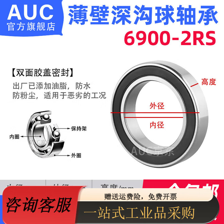 薄壁深沟球轴承 6900 6901 6902 6904 6905 6906 6907 6908 RS 其他 6900-2RS尺寸10*22*6 ...