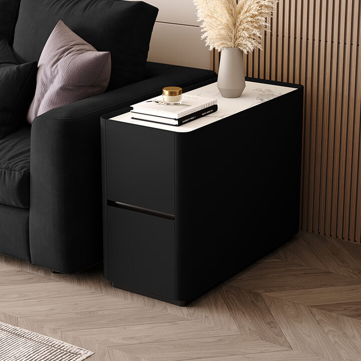 战舵床头柜小型简约现代侧边柜实木皮艺沙发边柜轻奢30宽超窄夹缝 黑色宽30深80高60【图片 价格 品牌 报价】-京东