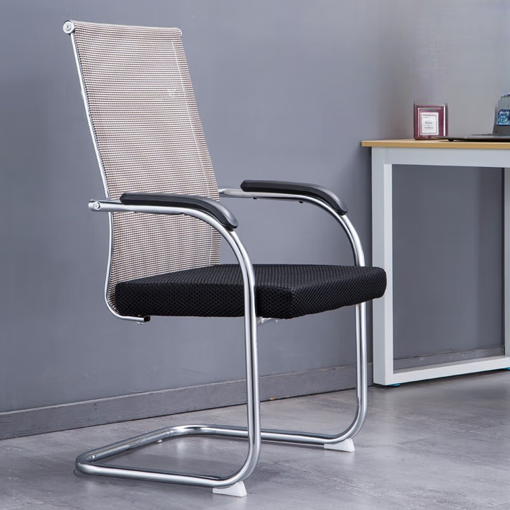 【奥盛益美双套管圆管高背米黄 A】奥盛益美办公椅子网椅会议椅弓形培训椅家用靠背椅员工职员椅电脑椅【行情 报价 价格 评测】-京东