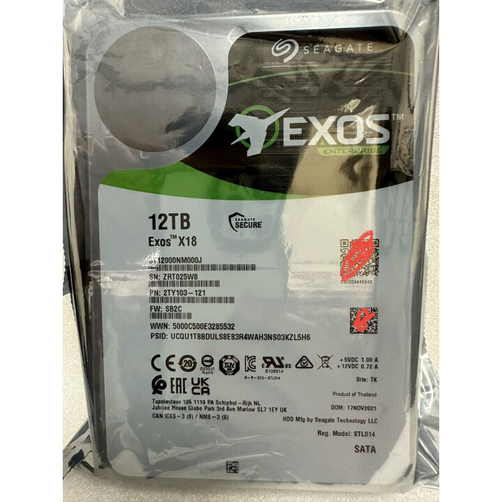 希捷（SEAGATE）12T硬盘12Tb EXOS X14 X16 X18银河ST12000NM0008 001G 000J ...