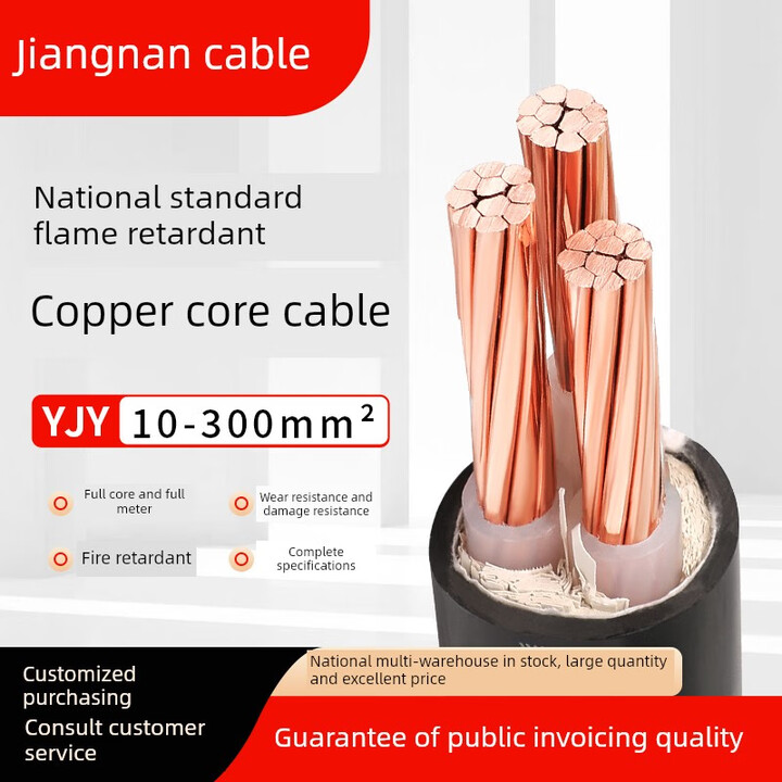 江南国标铜芯WDZ-YJY低烟无卤阻燃2 3 5芯1.5 2.5 4 6平方电缆线 WDZ-YJY 国标保检 10m 4芯 10平方毫米【图片 价格 品牌 报价】-京东