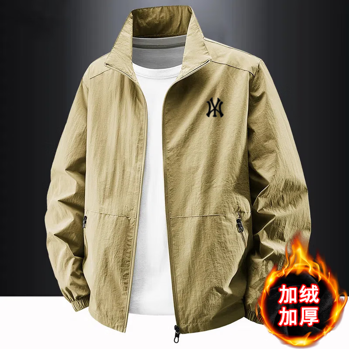 WBWU轻奢品牌休闲夹克外套男士春秋冬季新款加厚加绒时尚户外上衣服 卡其色-Y8919夹克-加绒加厚 4XL (建议175-190斤）【图片 ...
