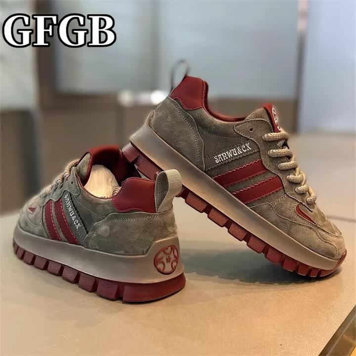 GFGB品牌轻奢老爹鞋男鞋2026春夏季新款皮面休闲鞋子男软底运动鞋男 灰色-高端男鞋 42 皮鞋码，偏大【图片 价格 品牌 报价】-京东