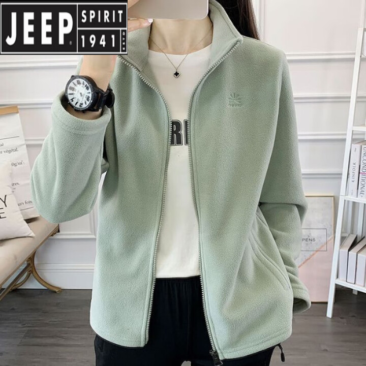 JEEP SPIRIT吉普户外抓绒衣新款摇粒绒外套女冲锋衣内胆中厚春秋冬季细绒保暖 抹茶绿 2XL 建议125-140斤【图片 价格 品牌 ...