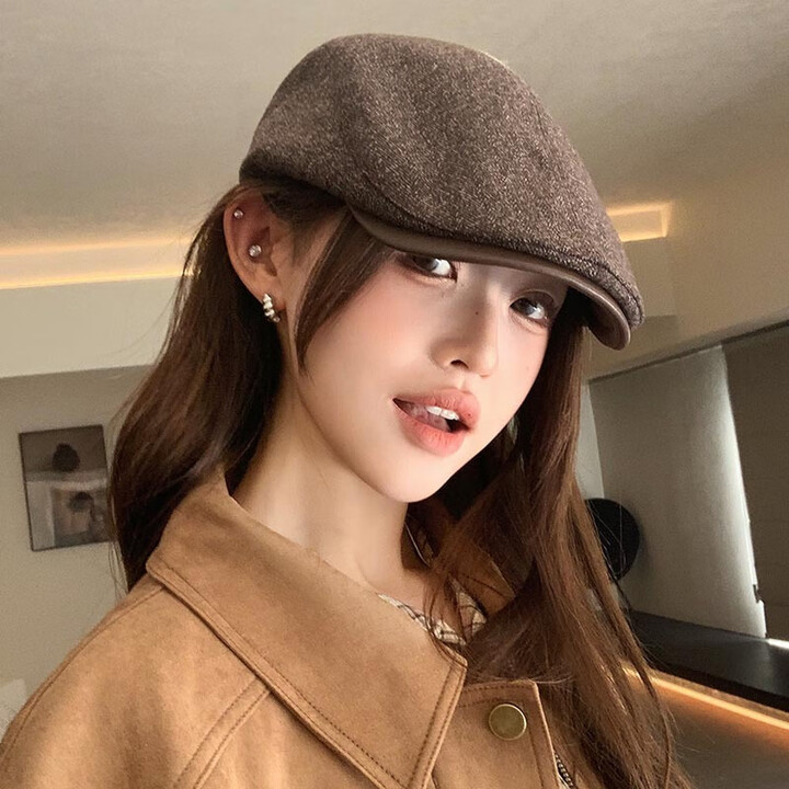 尊题（zunti）反戴贝雷帽子女2025秋冬新款鸭舌帽复古前进帽男英伦风报童帽潮人 咖色 均码【图片 价格 品牌 报价】-京东
