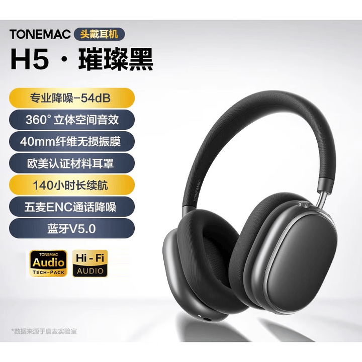唐麦（Tangmai）tonemac H5 Max主动降噪头戴式耳机无线蓝牙适用苹果2025耳麦 【焕新版 唐麦H5 Max丨星河银】 真 ...