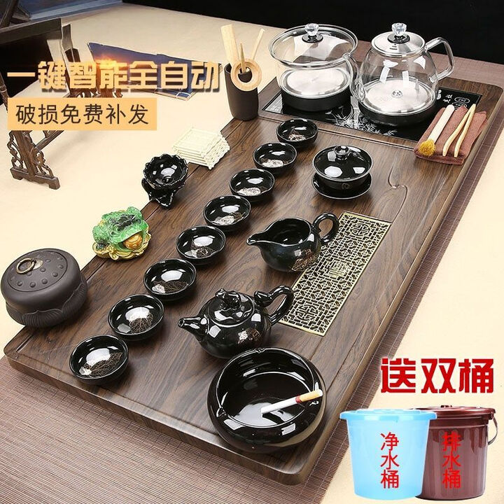 日本无印家用全自动玻璃底部上水烧水壶泡茶台整套一体大茶盘紫砂 01檀色逝水流年+玻璃底部上水【图片 价格 品牌 报价】-京东