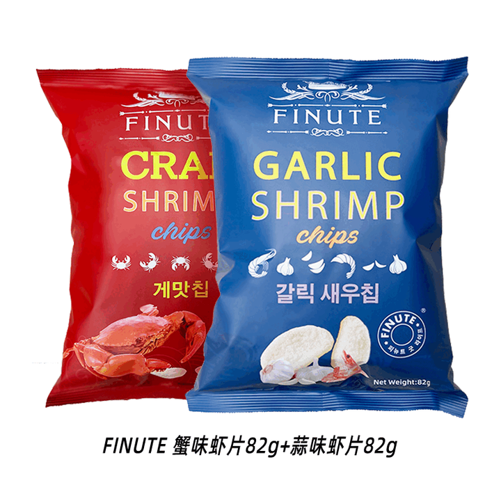 趣莱福（GOOG LIFE FINUTE）FINUTE蒜味虾片蟹味小包零食组合露营零食薯片韩国进口 蒜味82g*2+蟹味82g*1【图片 价格 ...
