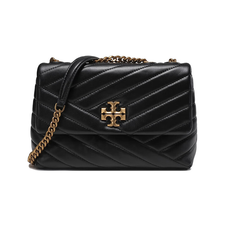 汤丽柏琦（Tory Burch）女士KIRA系列CHEVRON绗缝手提单肩斜挎包链条包小号女包 90452 001 黑色双T LOGO【图片 ...