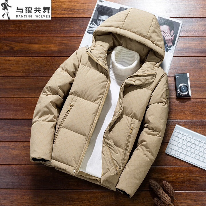 与狼共舞（DANCING WOLVES）加厚服男秋冬季2025新款短款潮牌潮流帅气高端冬天装鸭绒外套 卡其【鸭绒】 S【图片 价格 品牌 报价】-京东
