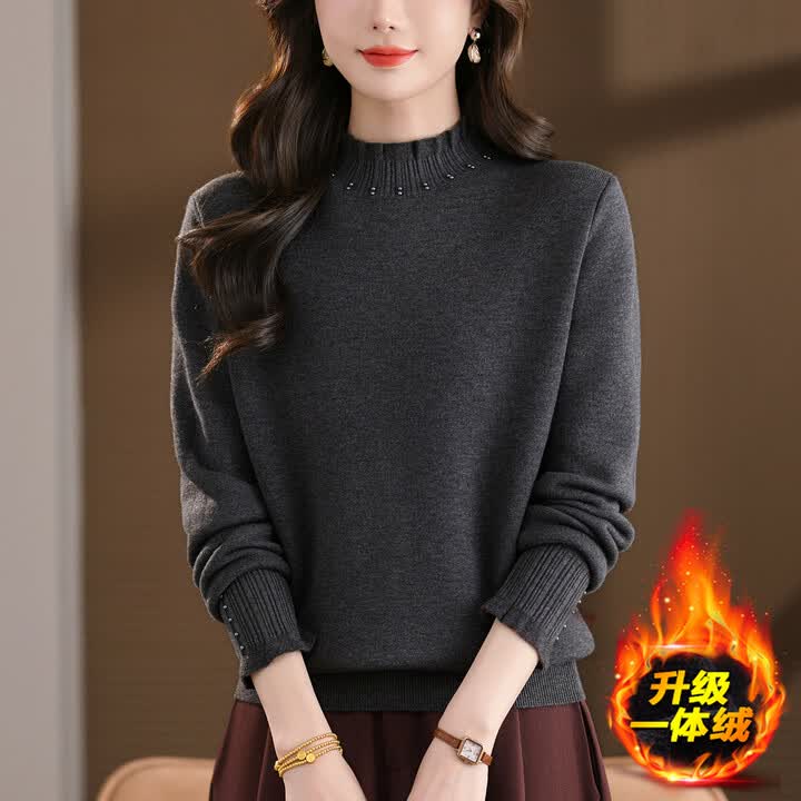歌米拉（Gemila）加绒毛衣女半高领厚款秋冬2026新款保暖打底衫百搭内搭针织衫 加绒灰色 2XL 【133-142斤】【图片 价格 品牌 ...