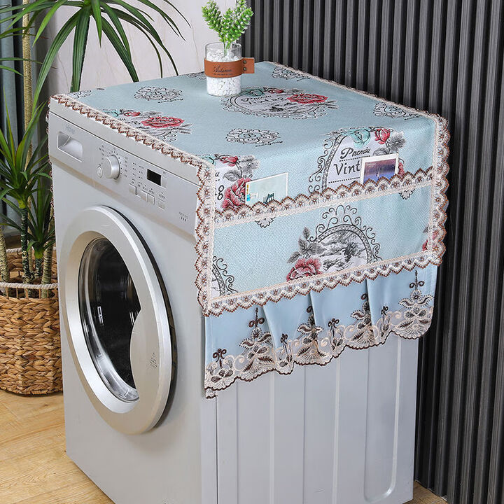 滚筒全自动洗衣机罩冰箱防晒防尘罩海尔美的LG三星小天鹅盖巾盖布 花语蓝 侧宽50*长135cm冰箱也可【图片 价格 品牌 报价】-京东