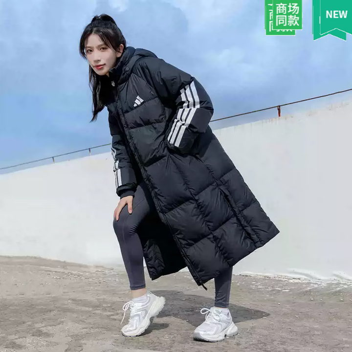 阿迪达斯（adidas）连帽羽绒服女 冬季新款长款运动服加厚保暖休闲上衣羽绒外套 JG3840/绒子含量：80% /建议拍小一码 S ...