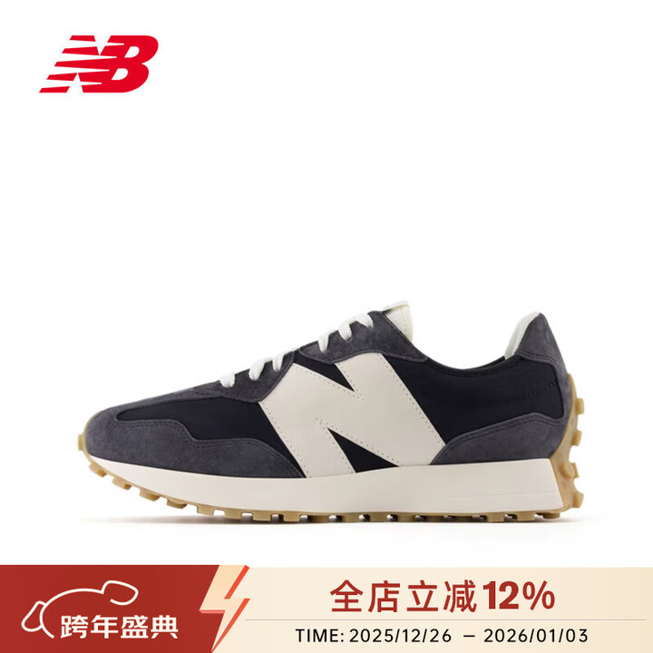 NEW BALANCE NB 新款潮流防滑耐磨运动休闲鞋系带男女款复古 蓝白 MS327LAB MS327KB1-D 37 (脚长22.5cm ...