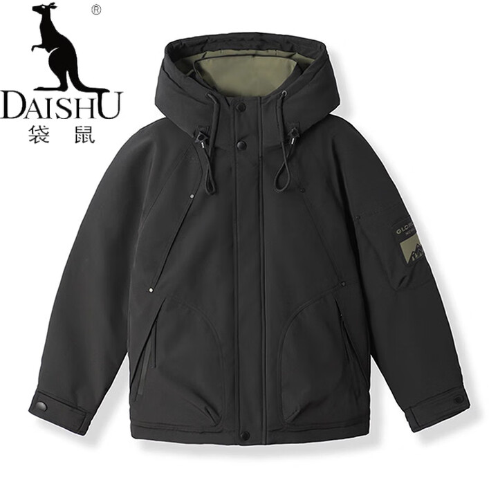袋鼠（DAISHU）感国标羽绒服男冬季新款潮牌帅气工装夹克外套男士冲锋衣 黑色 M【图片 价格 品牌 报价】-京东