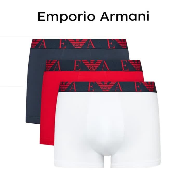 【EMPORIO ARMANI111473 4F715】EMPORIO ARMANI阿玛尼夏季新款潮流纯棉三角内裤3条套装黑白红色M【行情 ...
