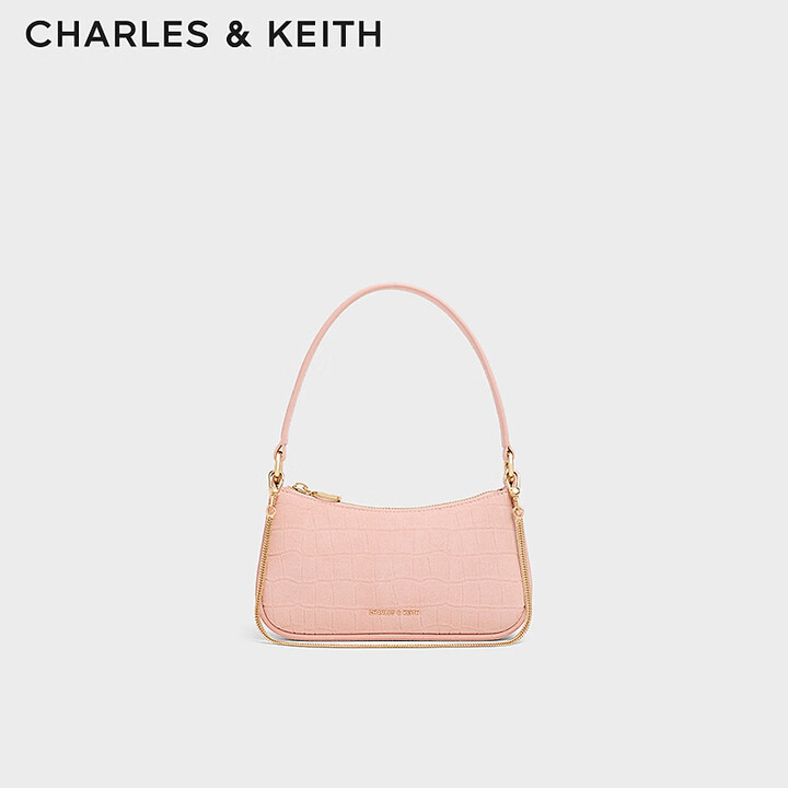 CHARLES&KEITH26春新品鳄鱼纹单肩腋下包斜挎包女CK2-80151362-C 粉红色Pink S【图片 价格 品牌 报价】-京东
