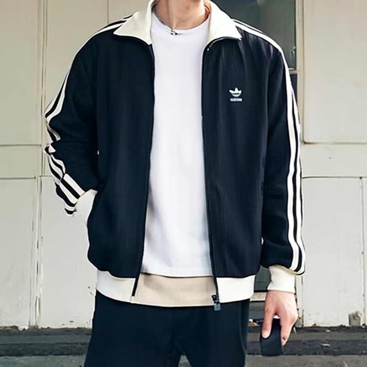 阿迪达斯（adidas）三叶草 外套男女情侣款 复古华夫格立领夹克开衫潮流百搭运动服 KC2619 2XL【图片 价格 品牌 报价】-京东