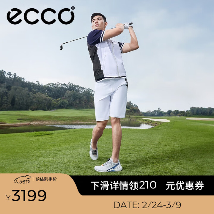 爱步（ECCO）BIOM高尔夫男鞋 球鞋透气运动鞋男鞋休闲鞋 高尔夫健步H4 108504 白色/复古蓝10850455569 41【图片 ...